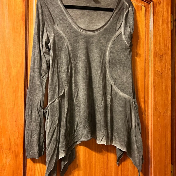 M Rena | Tops | M Rena Grey Acid Wash Top With Pockets As Shown | Poshmark